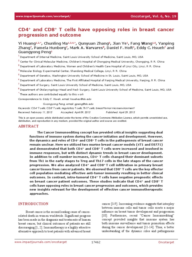 2015 Oncotarget | PDF | T Cell | T Helper Cell