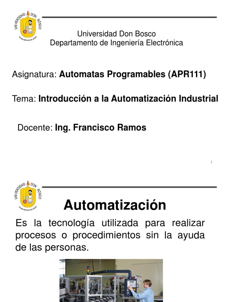00-Introducción a la Automatizacion Industrial.pdf | Automatización | Sistema de control ...