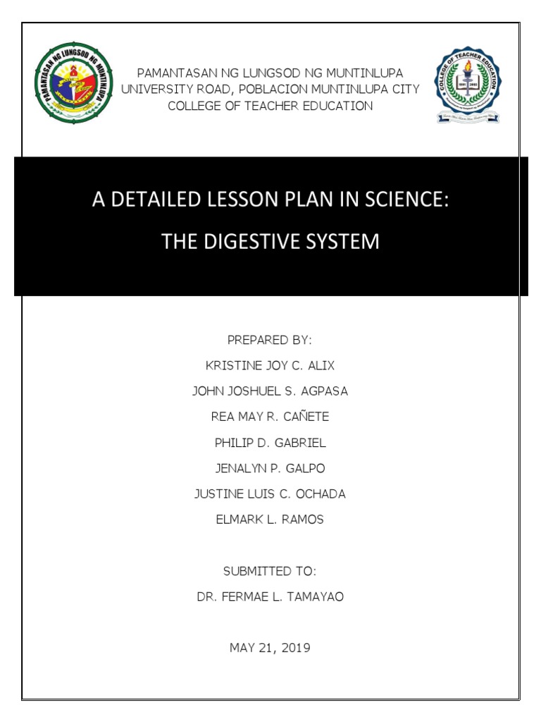 A Detailed Lesson Plan in Science: The Digestive System | PDF | Human ...