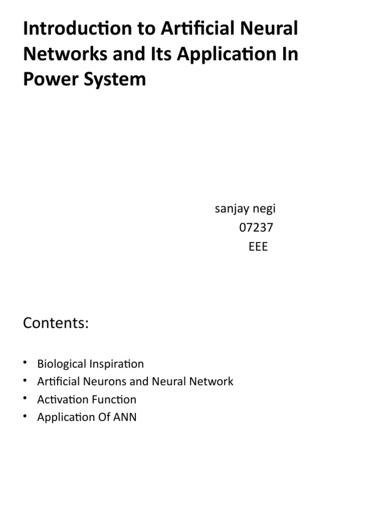 Introduction To Artificial Neural Networks and Its Application | PDF ...