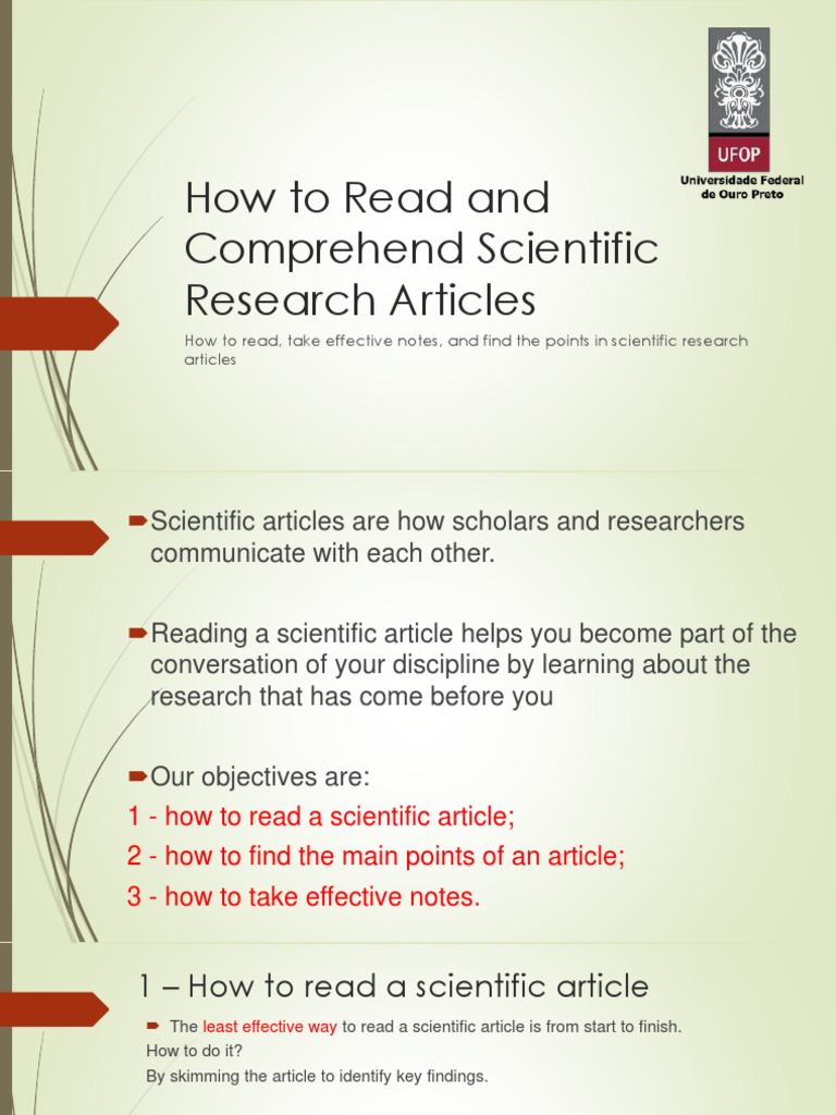 How To Read and Comprehend Scientific Research Articles | PDF ...