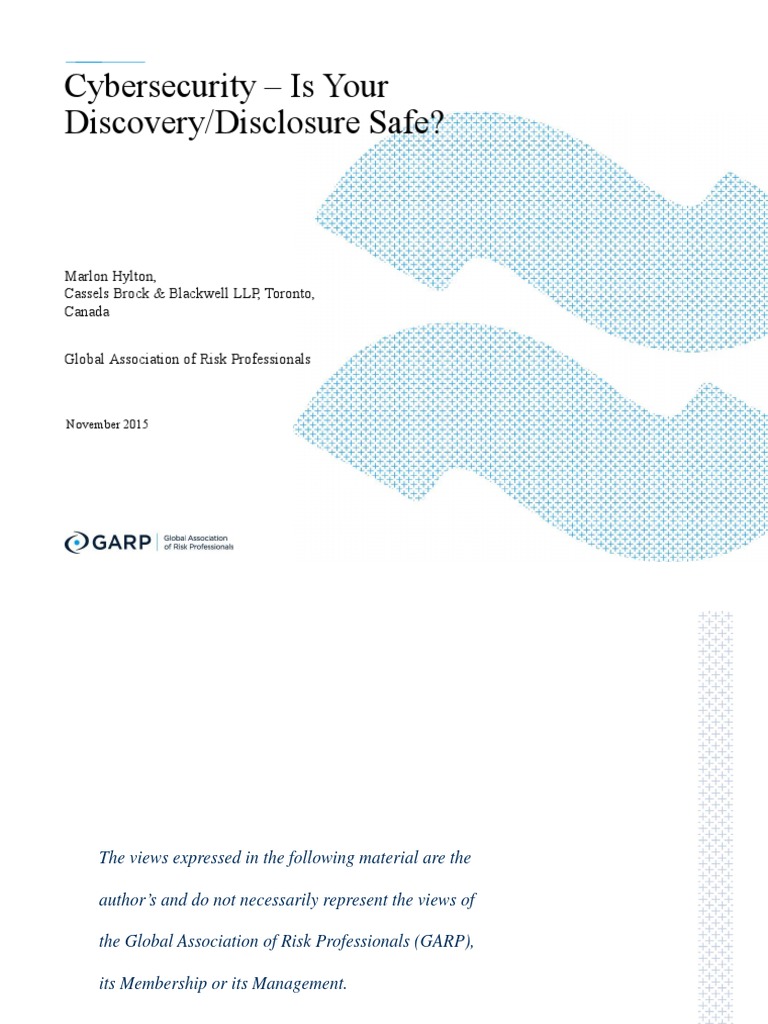 Cybersecurity Is Your Disclosure Discovery Secure | PDF | Computer ...