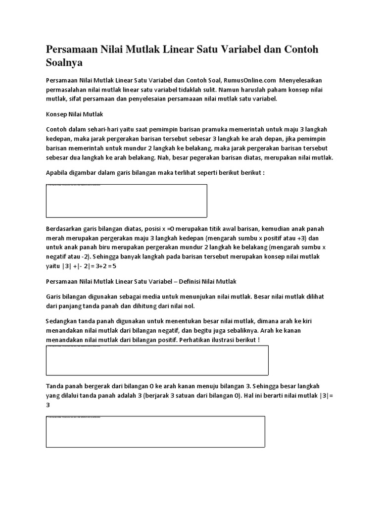 Persamaan Nilai Mutlak Linear Satu Variabel Dan Contoh Soalnya | PDF