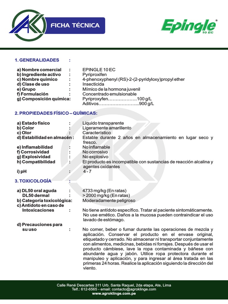 F.T - Epingle-10 EC - AgroKlinge | Descargar gratis PDF | Bienestar ...
