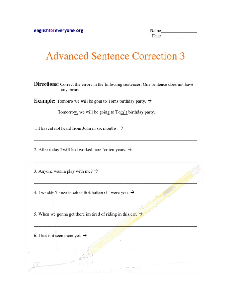 Advanced Sentence Correction Exercises | PDF