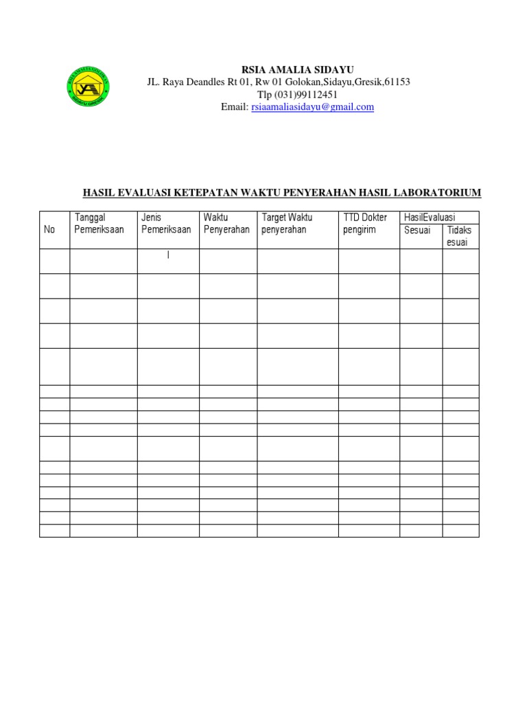 Bukti Pencatatan Dan Evaluasi Waktu Penyelesaian Pemeriksaan Lab | PDF