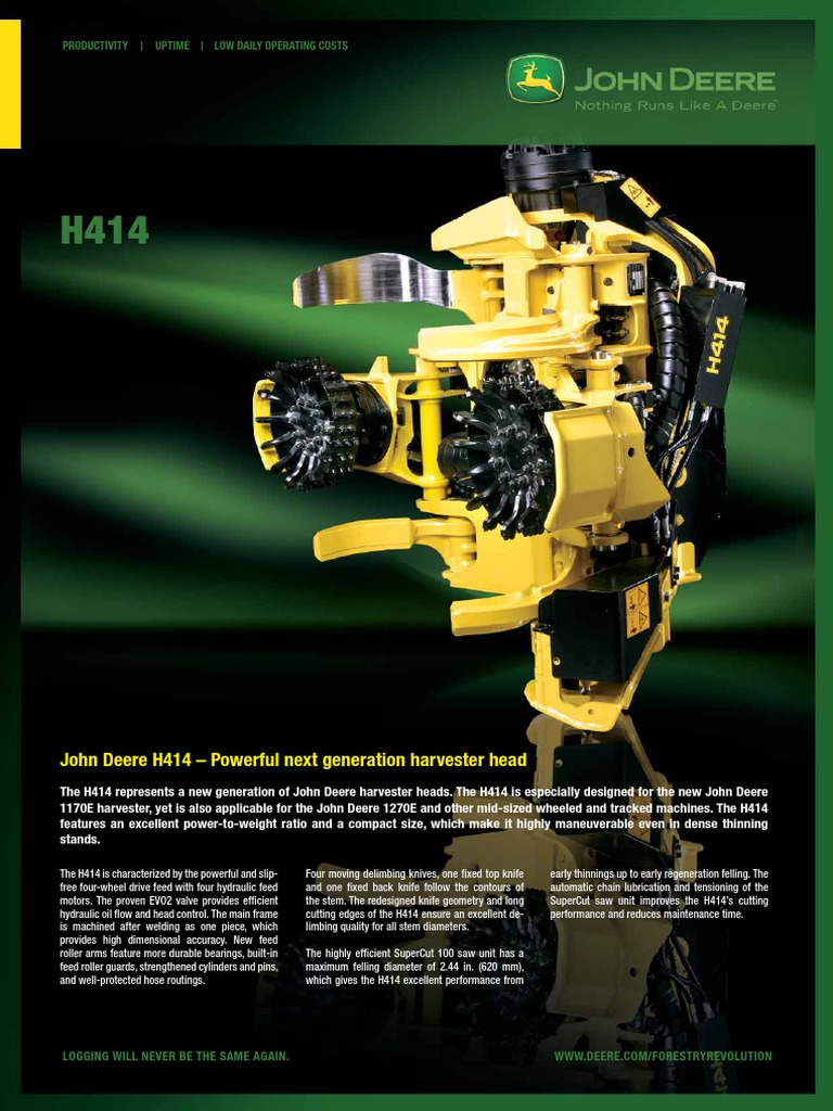 Powerful Next Generation John Deere H414 Harvester Head | PDF | Knife ...