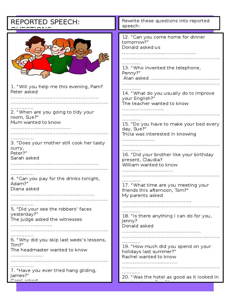 Reported Speech: Transforming Questions | PDF