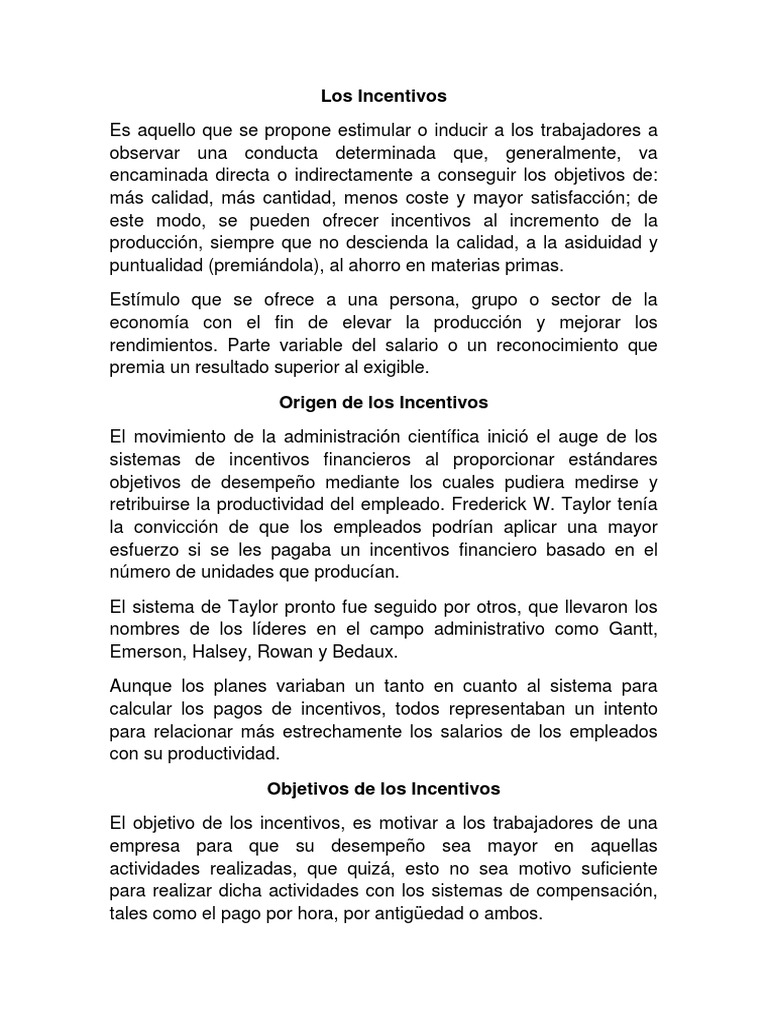 Los Incentivos | PDF | Motivación | Motivacional