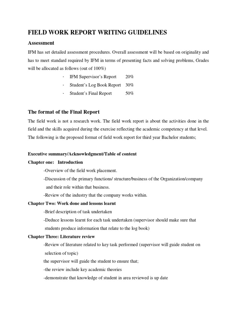 Field Work Report Writting Guideline PDF | PDF | Field Research | Times ...