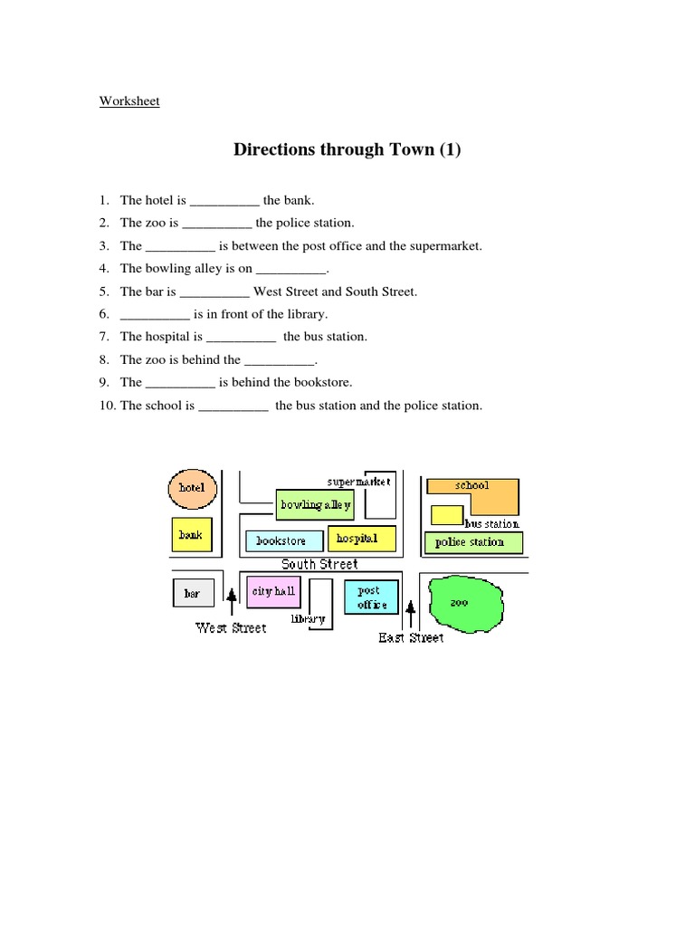 Directions Through Town Worksheet | PDF | Science & Mathematics