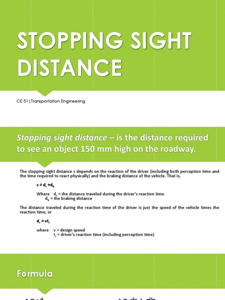 Calculating Stopping Sight Distances and Braking Performance | PDF ...