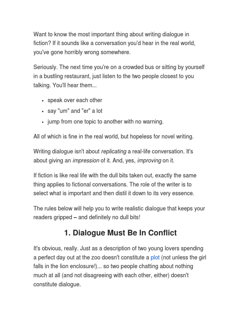 Writing Dialogues 101 | PDF | Profanity | Narrative