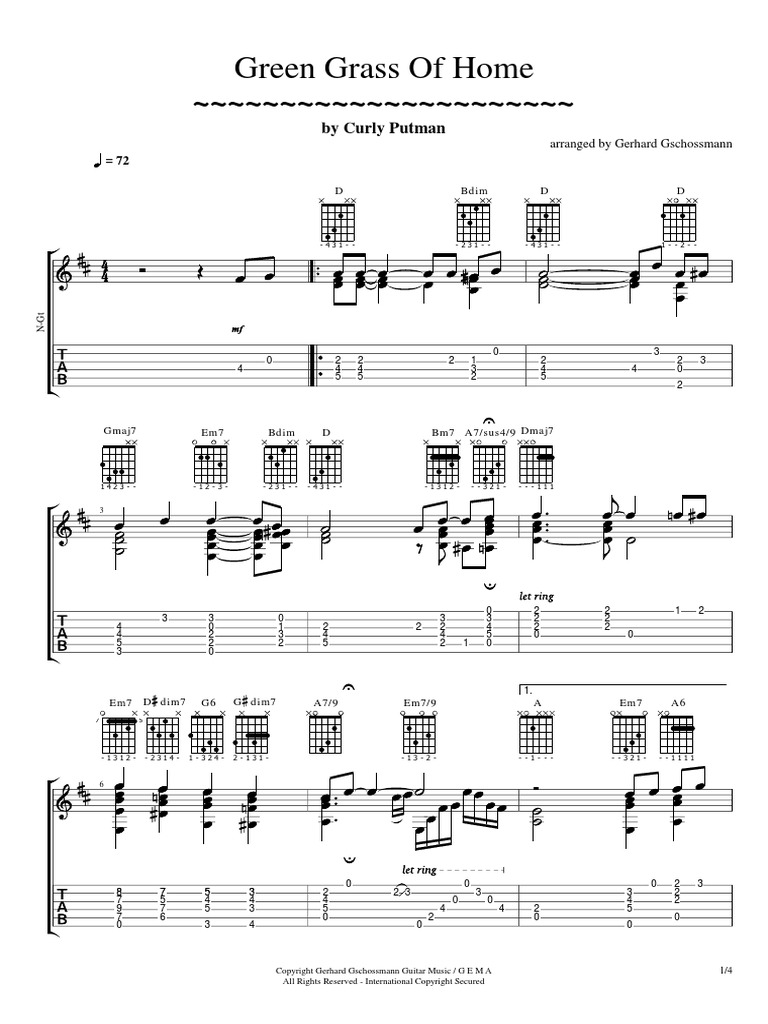 Green Grass of Home (Arr Gerhard Gschossmann) | PDF