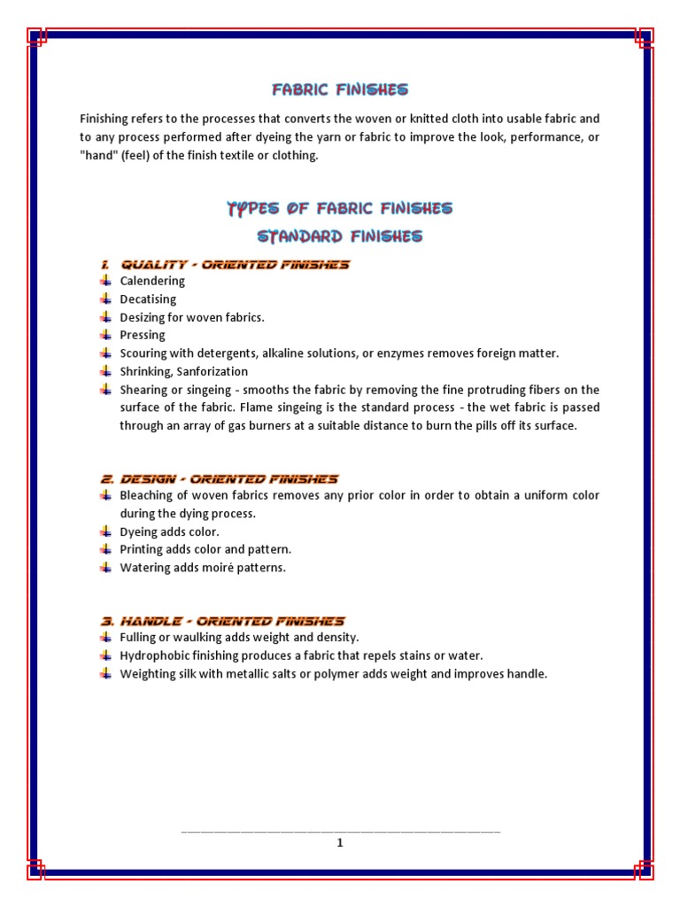 Fabric Finishes | PDF | Textiles | Dye