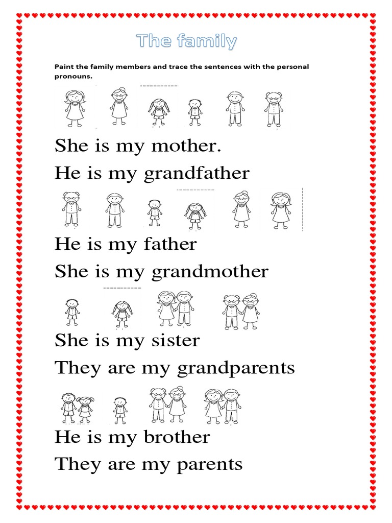 Family Members Tracing Worksheet | PDF | Art | Poetry