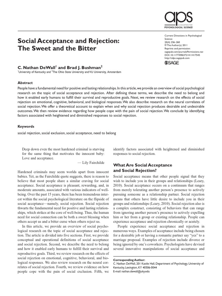 Social Rejection | PDF | Social Psychology | Emotions