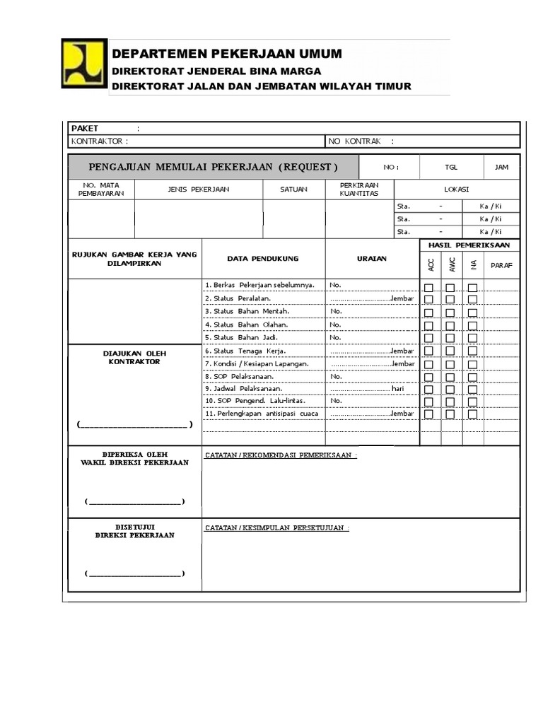 Contoh Form Checklist Pekerjaan Bangunan - Homecare24