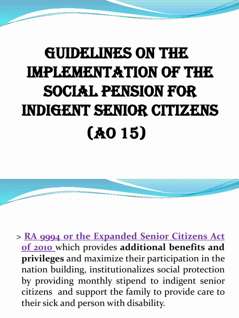 Guidelines On The Implementation of The Social Pension For Indigent ...