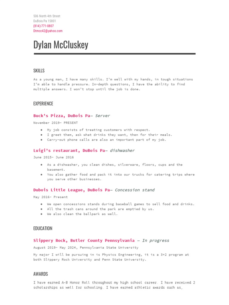 Dylan Resume | PDF