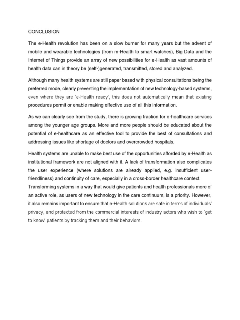 Conclusion | PDF | Privacy | Health Care