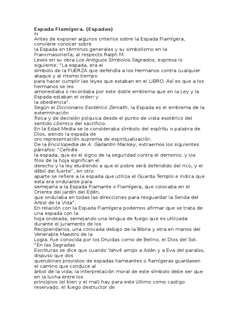 La Espada Flamígera: Un Poderoso Símbolo Masónico | PDF | Masonería ...