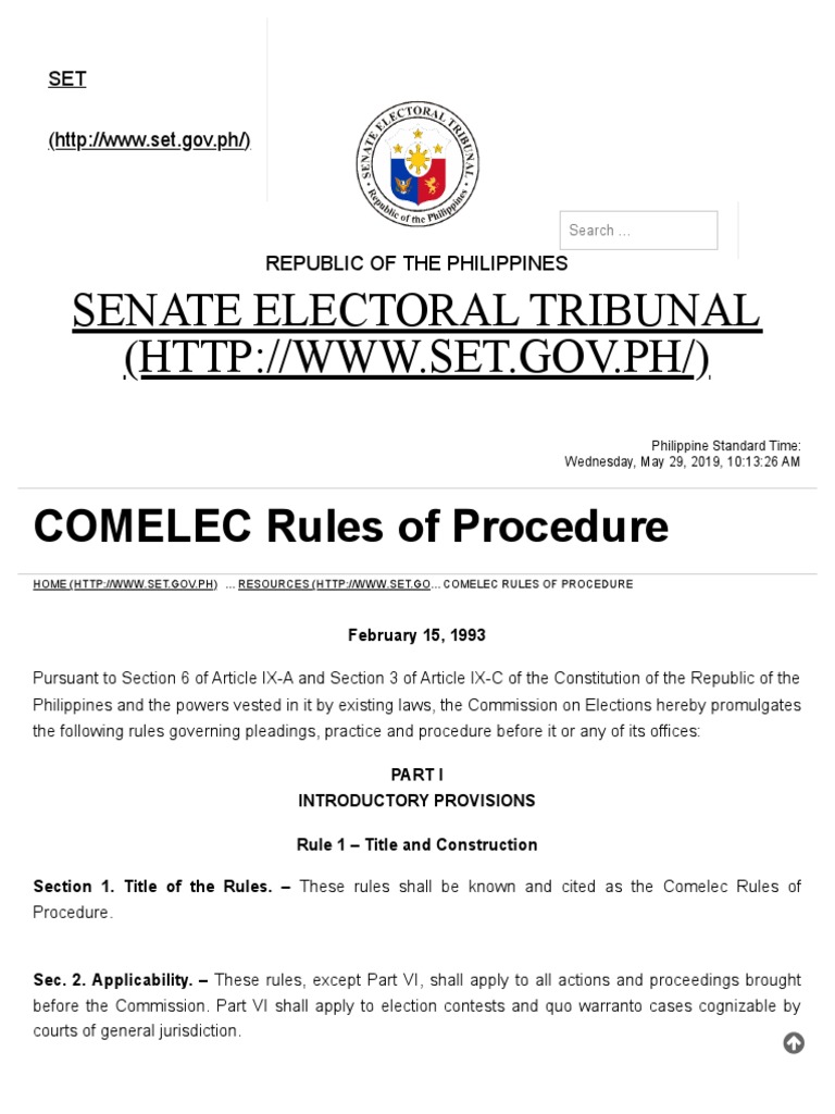 COMELEC Rules of Procedures | PDF | Intervention (Law) | Judgment (Law)