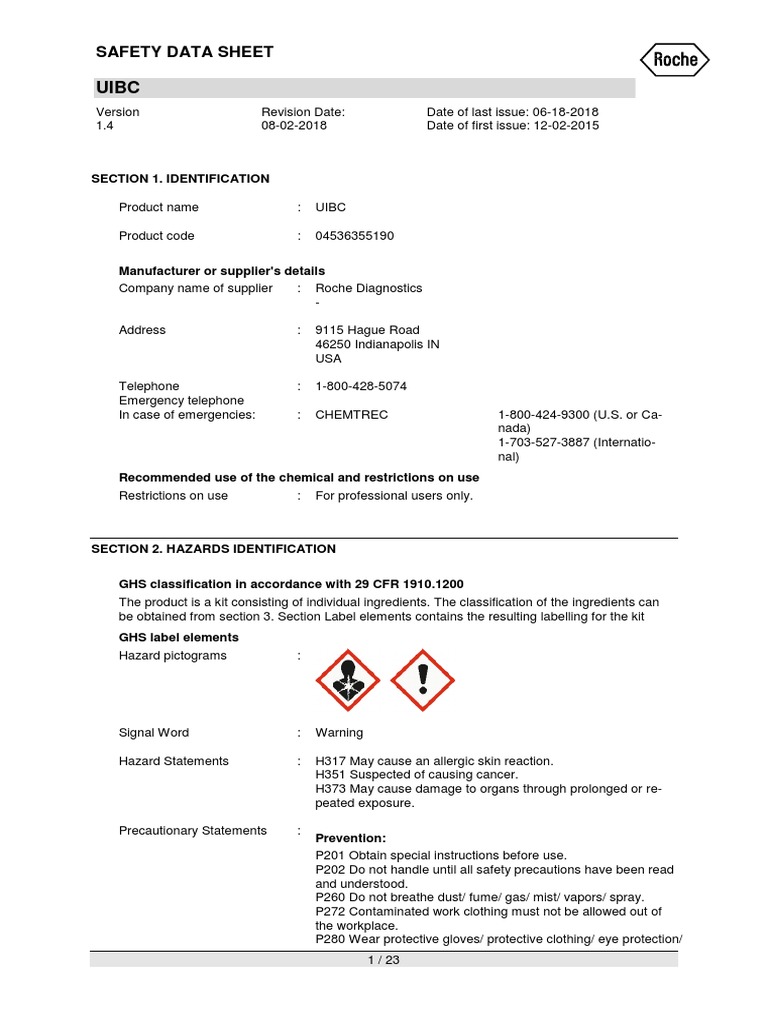 MSDS Uibc | PDF | Toxicity | Solubility