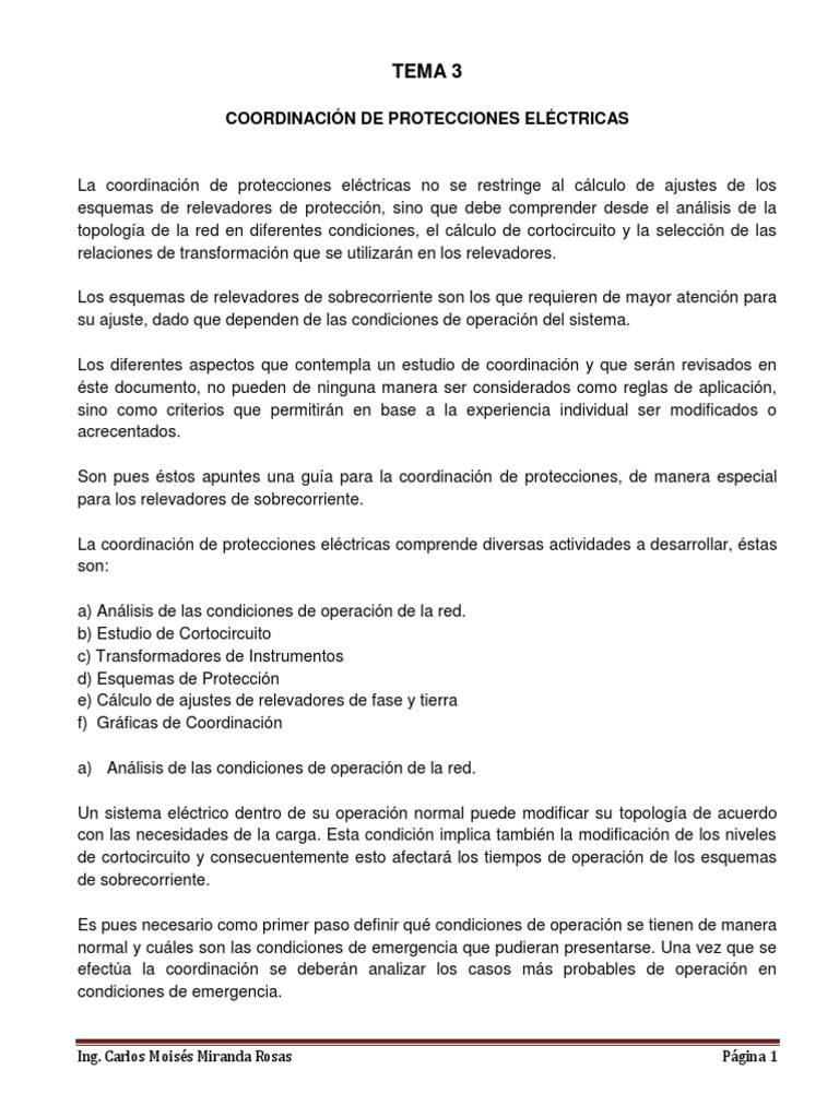 Tema 3 - Coordinación de Protecciones | PDF | Corriente eléctrica | Transformador