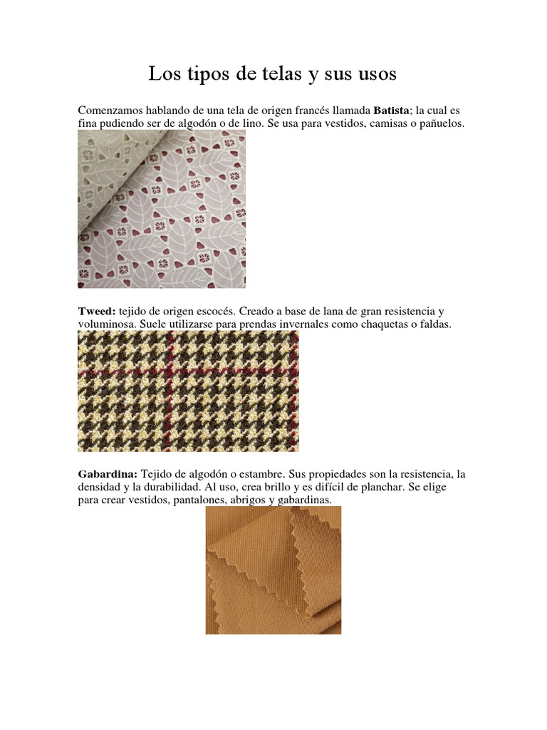 Tipos de Telas y Sus Usos en Moda | PDF | Ropa | Seda