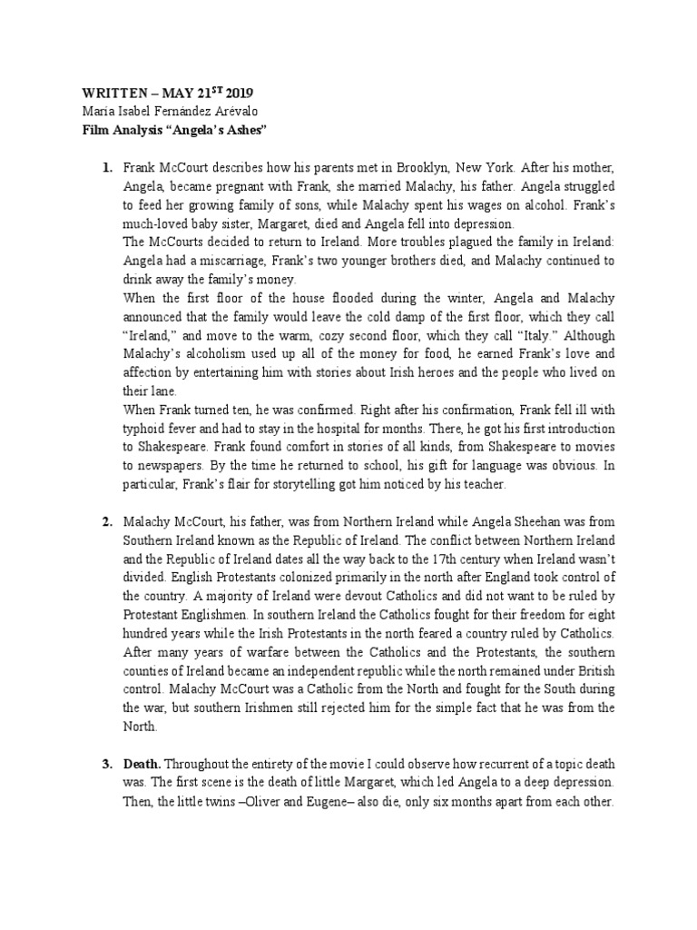 Angela's Ashes - Film Analysis | PDF