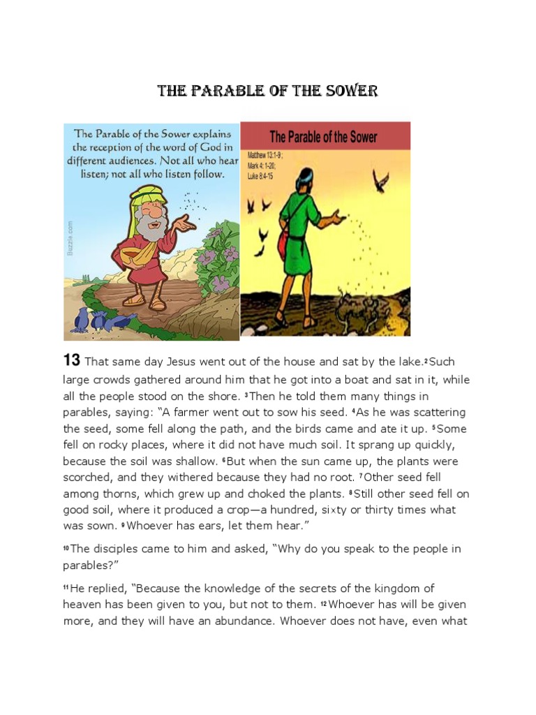 The Parable of The Sower | PDF | Spiritual Gift | Parables Of Jesus
