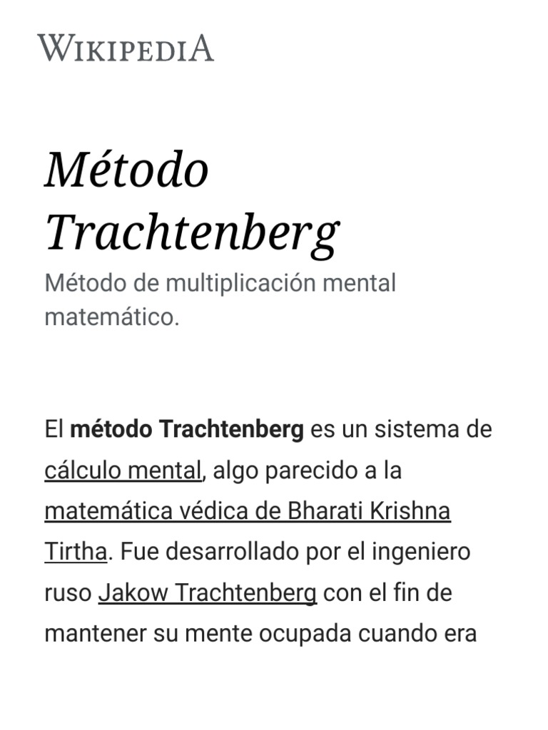 Método Trachtenberg - Wikipedia, La Enciclopedia Libre | PDF | Números ...