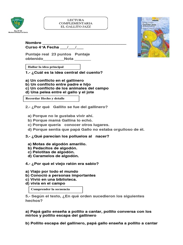 Prueba El Gallito Jazz | PDF | Pollo