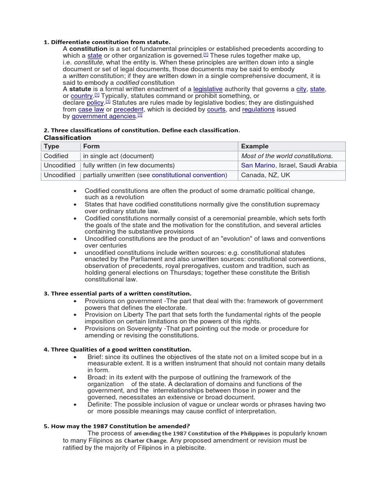 Distinctions Between Constitution and Statute | PDF | Initiative ...