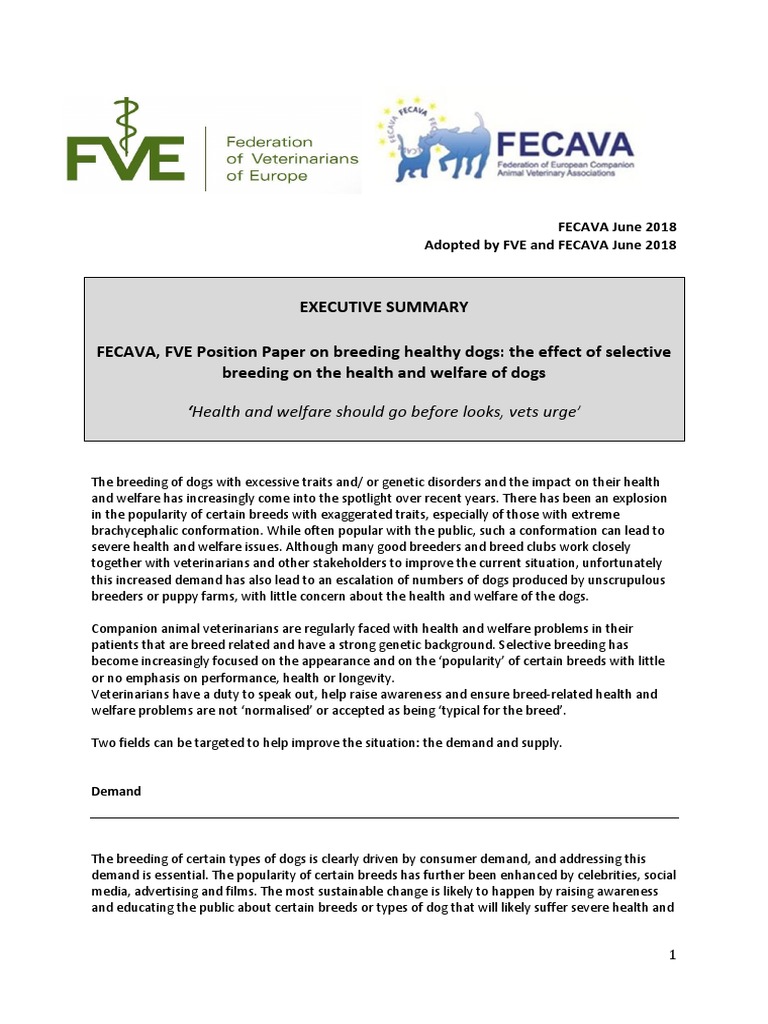 Apsolutions Fecava Fve Position Paper On Breeding Healthy Dogs The ...