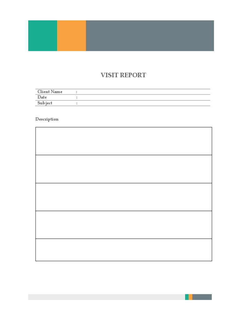 Visit Report: Client Name: Date Subject | PDF