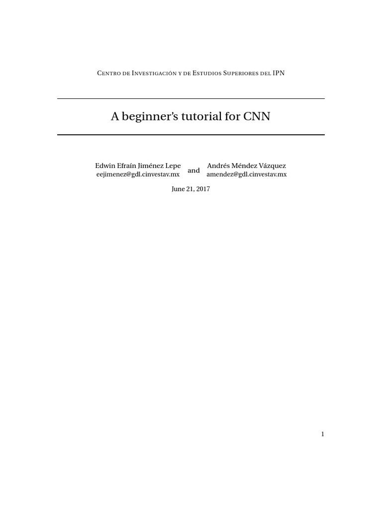 A Beginner's Tutorial For CNN | PDF | Convolution | Computational ...