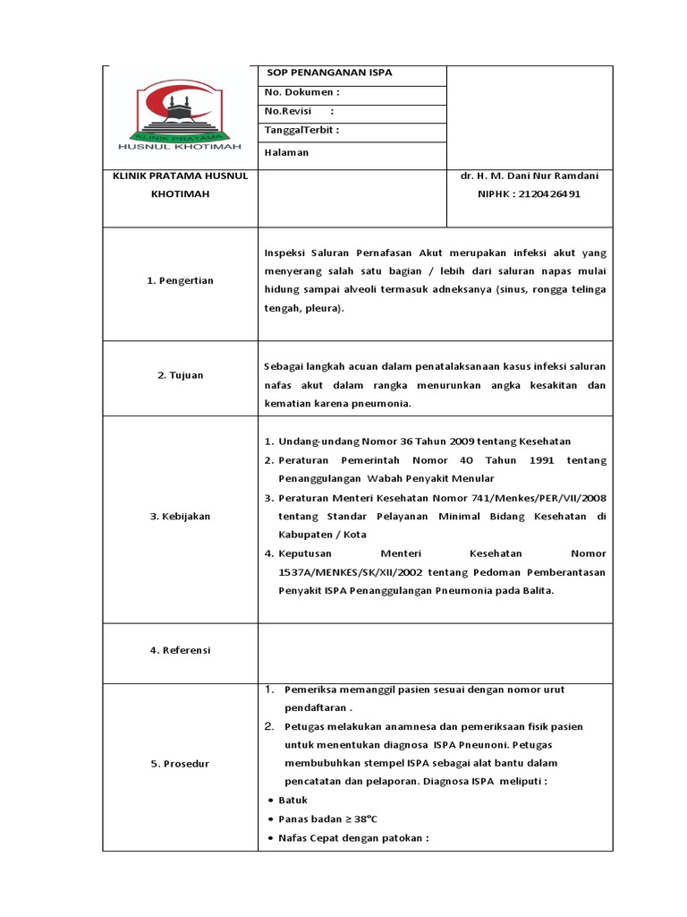 SOP Penanganan Ispa | PDF