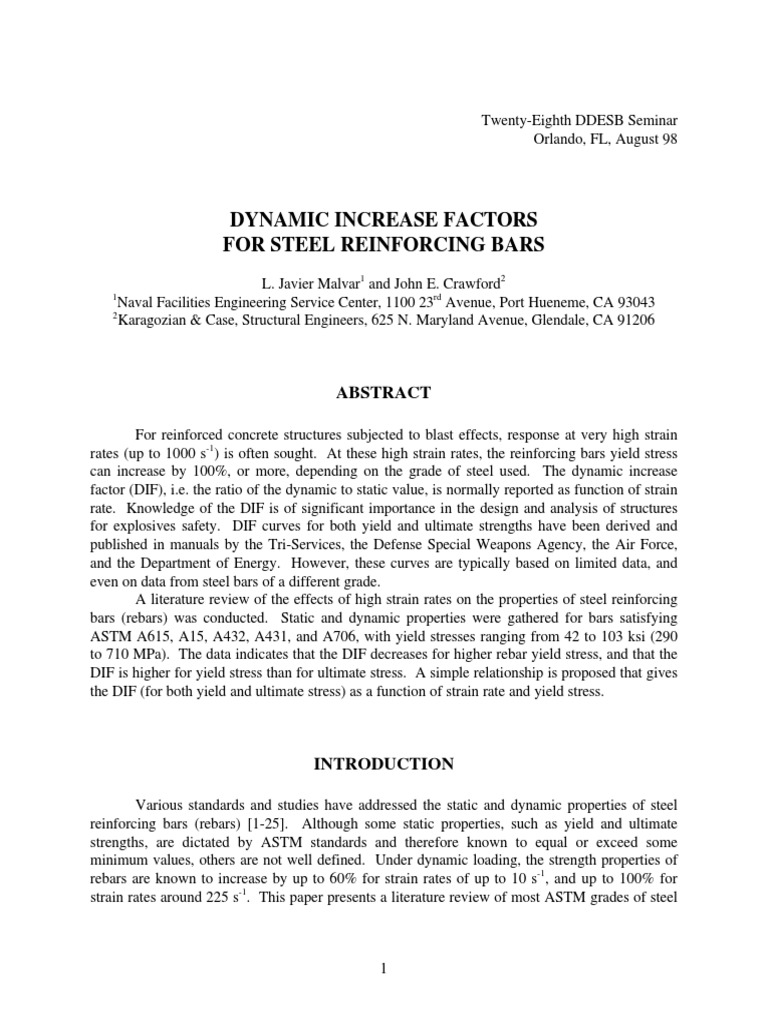 Dynamic Increase Factors for Rebars | PDF | Strength Of Materials ...