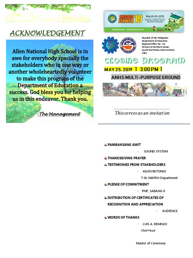 Acknowledgement: - The Management | PDF