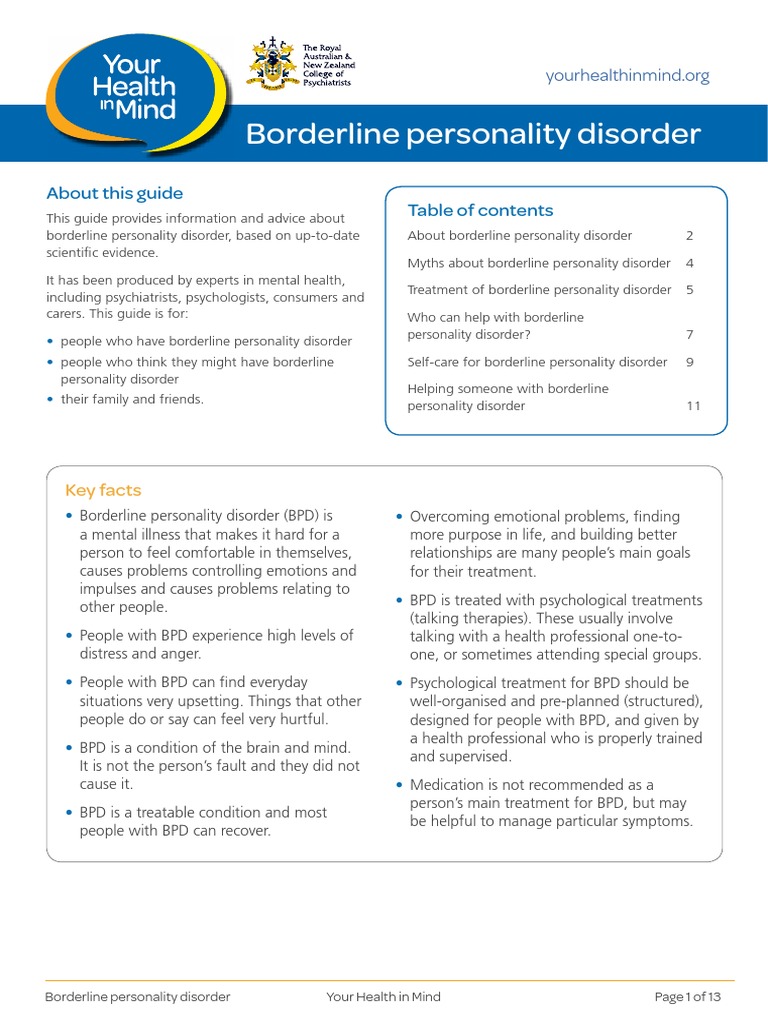 Borderline Personality Disorder | PDF | Borderline Personality Disorder ...