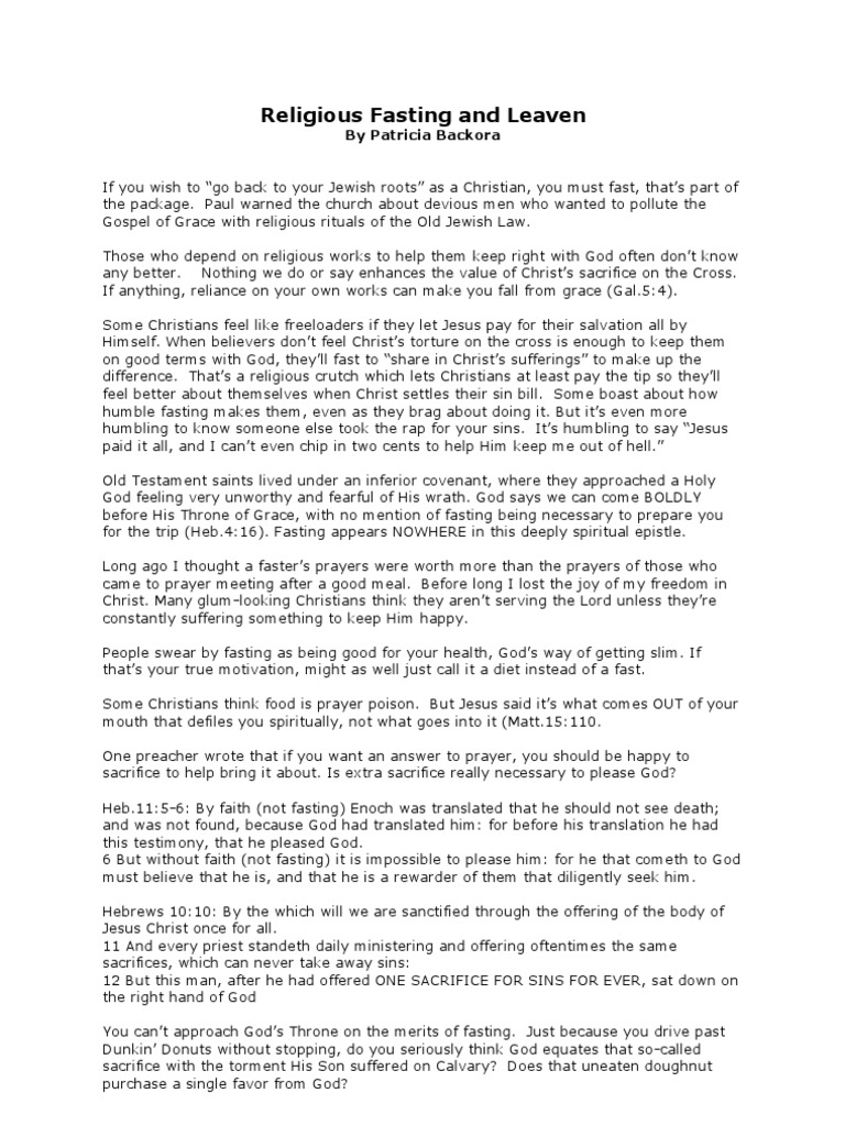The Leaven of Religious Fasting | PDF | Acts Of The Apostles | Paul The ...