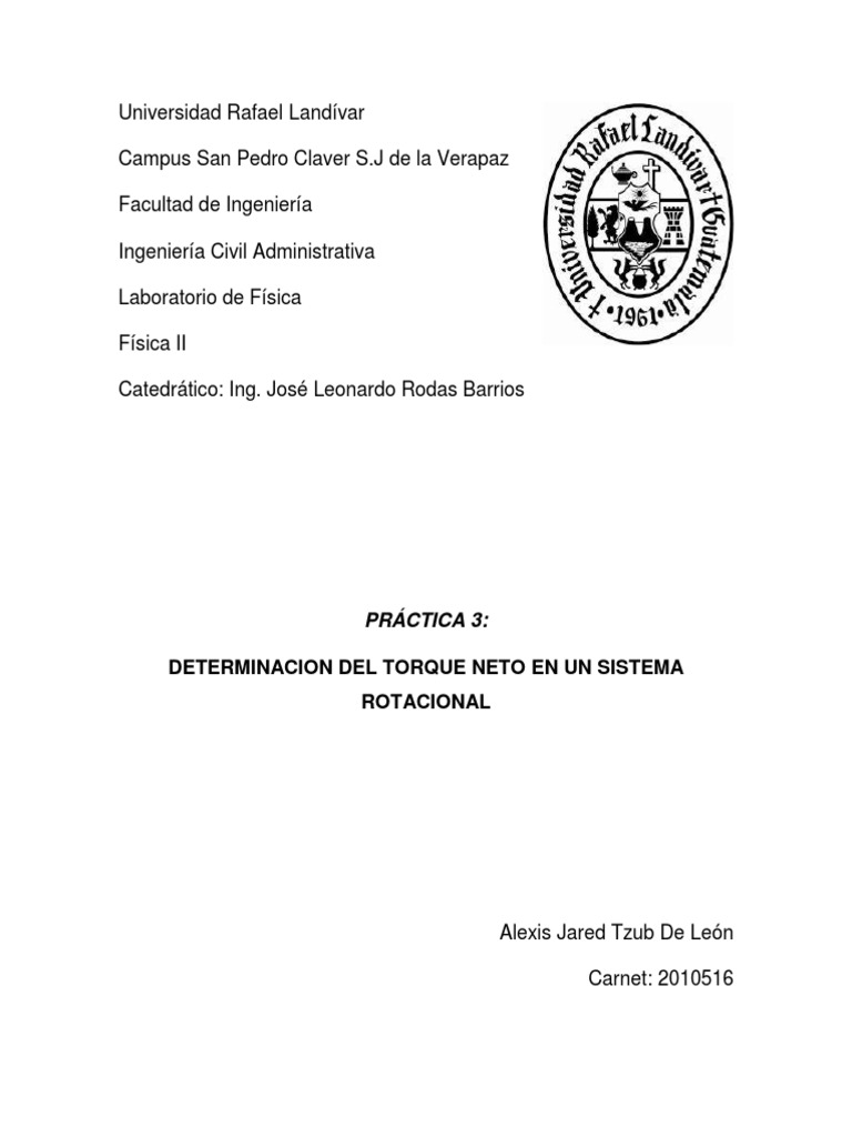 Determinación experimental del torque neto en un sistema rotacional y ...