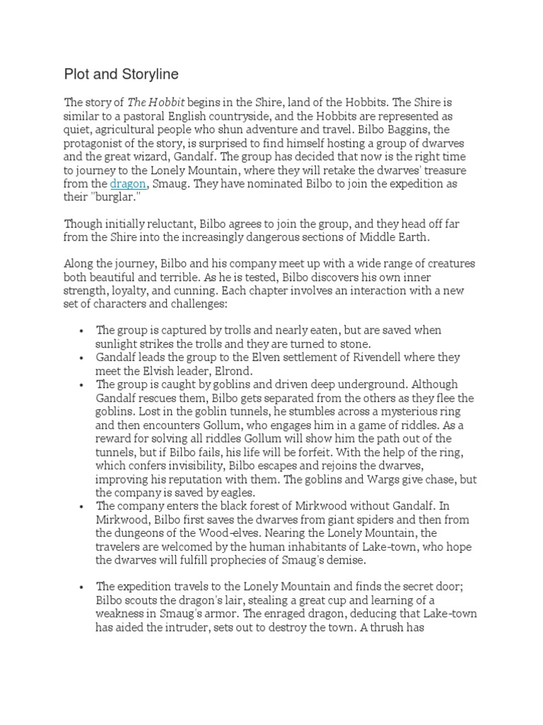 Plot and Storyline | PDF | Bilbo Baggins | The Hobbit