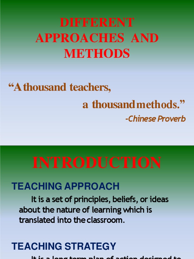 Approaches and Methods to Effective Teaching: A Comparison of ...