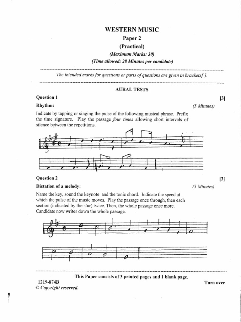 874b Western Music-Practical | PDF | Performing Arts | Elements Of Music