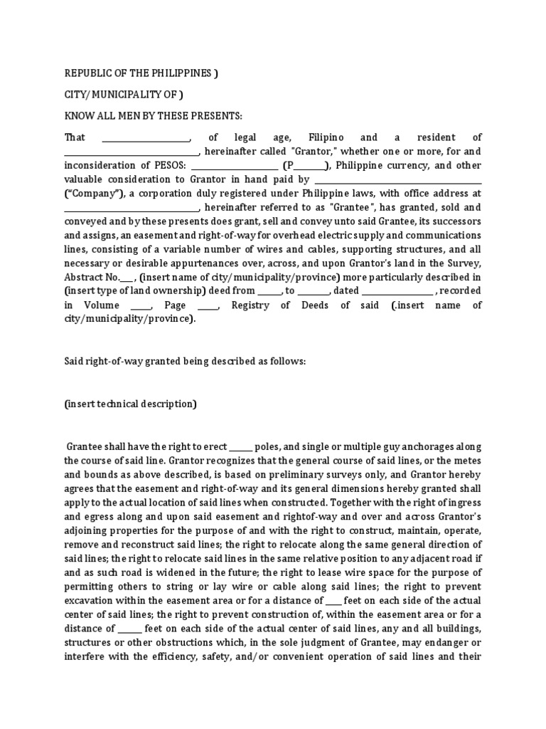 Right of Way Template | PDF | Easement | Land Law