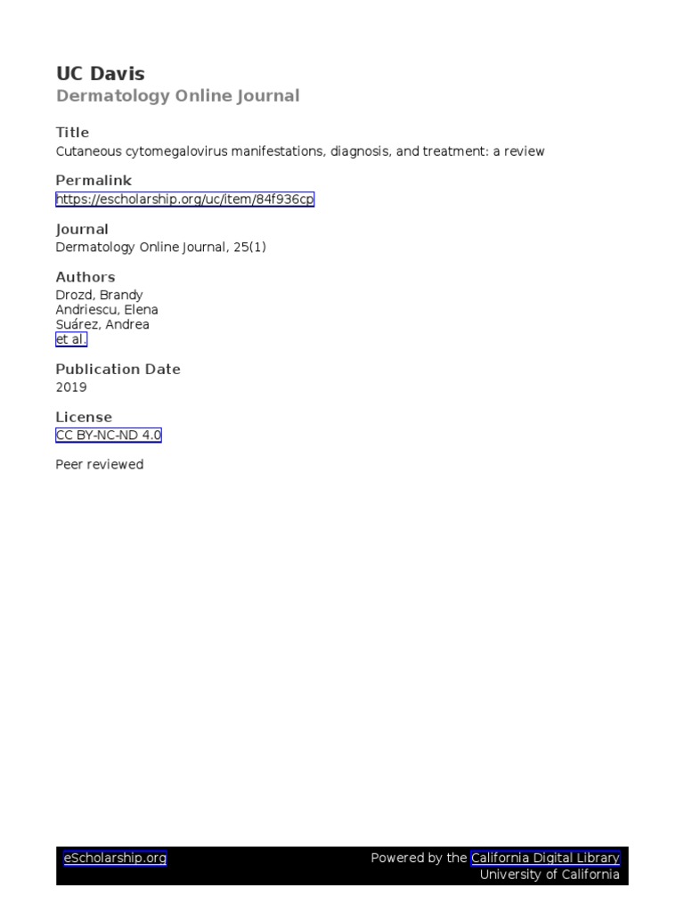 Cutaneous CMV: Diagnosis & Treatment Review | PDF