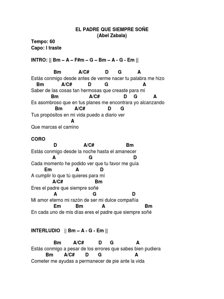 El Padre Que Siempre Soñe (Guitarra) - Abel Zabala | PDF
